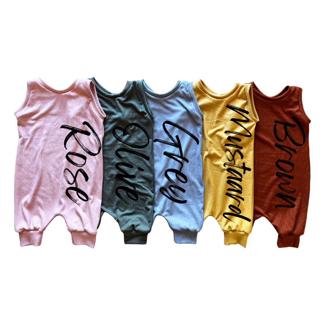 Solid Ribbed Knit Tank Romper – Trendy Bubs